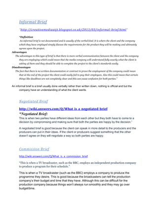 Types of production briefs | DOCX