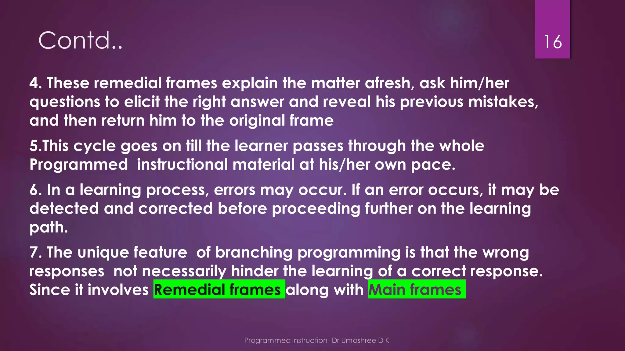 Types of programmed instruction - Dr Umashree D K | PDF