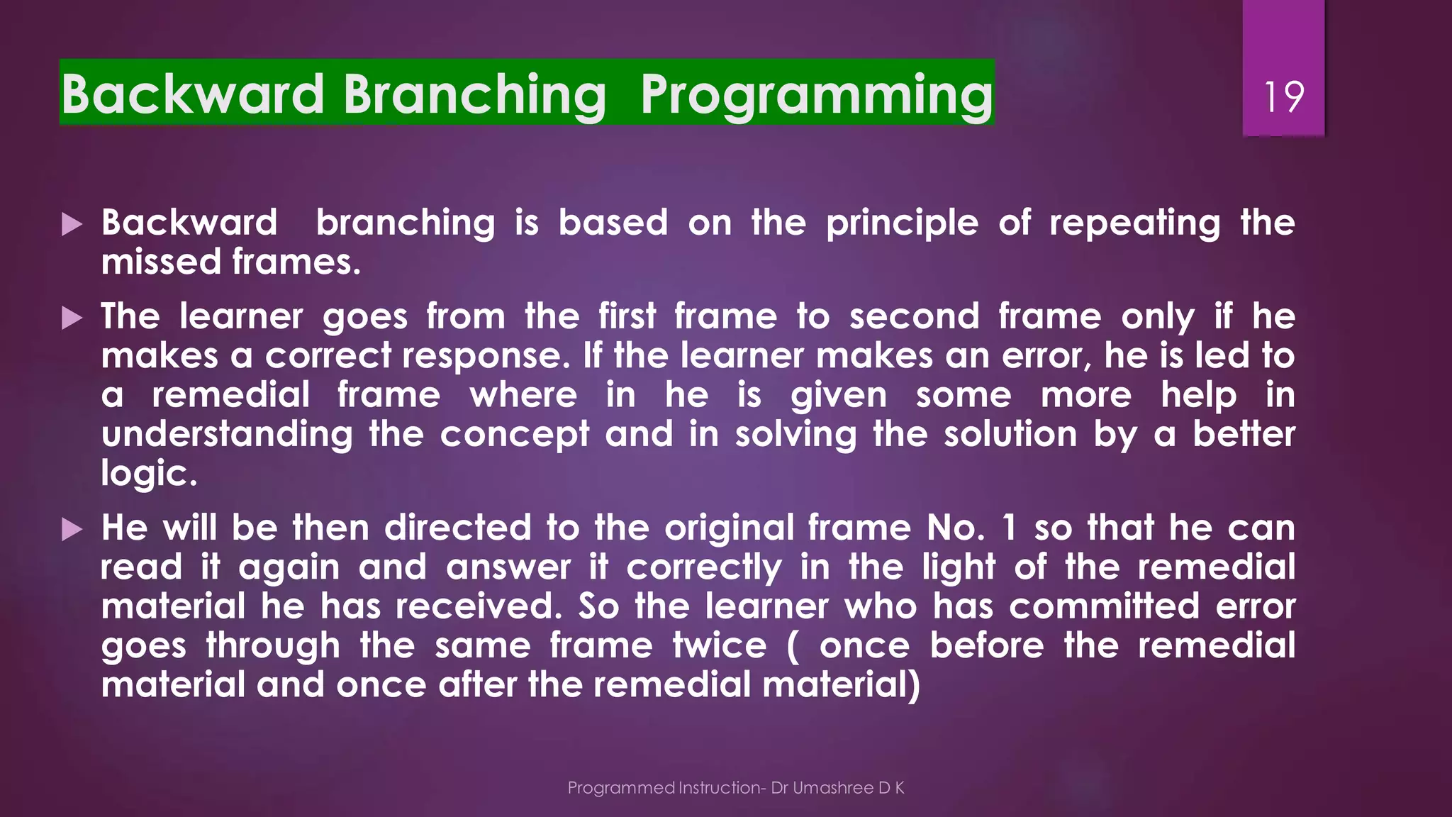 Types of programmed instruction - Dr Umashree D K | PDF