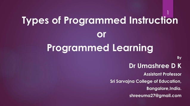 Types of programmed instruction - Dr Umashree D K | PDF | Programming Languages | Computing