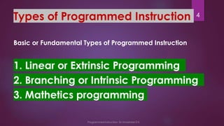 Types of programmed instruction - Dr Umashree D K | PDF