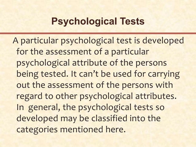 Types of Psychological Tests updated by S.Lakshmanan, Psychologist ...