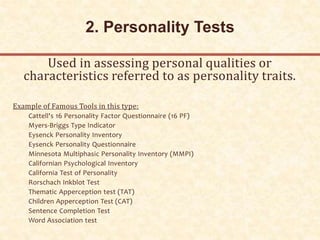 Types of Psychological Tests updated by S.Lakshmanan, Psychologist ...