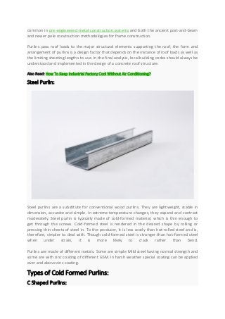 Types of Purlins & Things You Must Know Before Buying Purlin