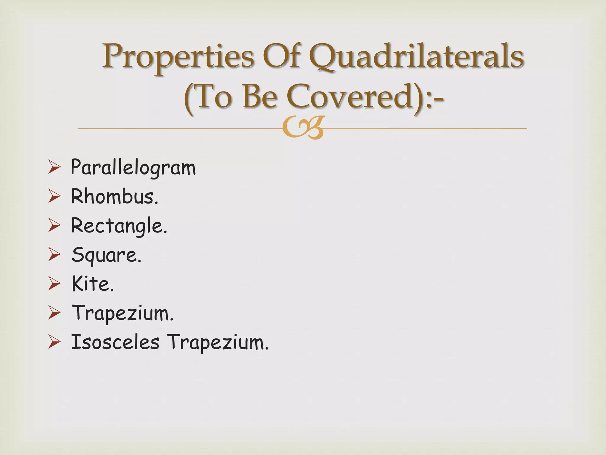 Types of quadrilateral by pratik pathak | PPTX | Physics | Science