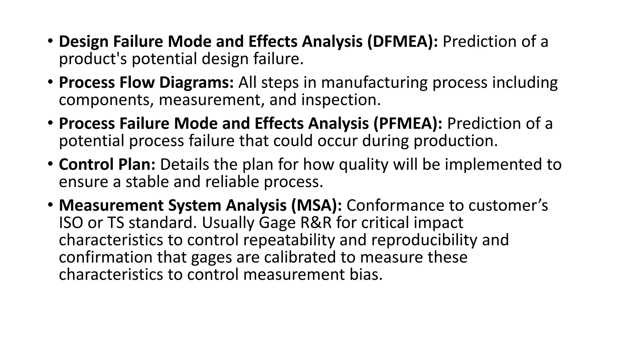 The 5 core tools are recognized as standard quality tools for the ...