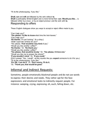 Types of questions and requests in different contexts | PDF