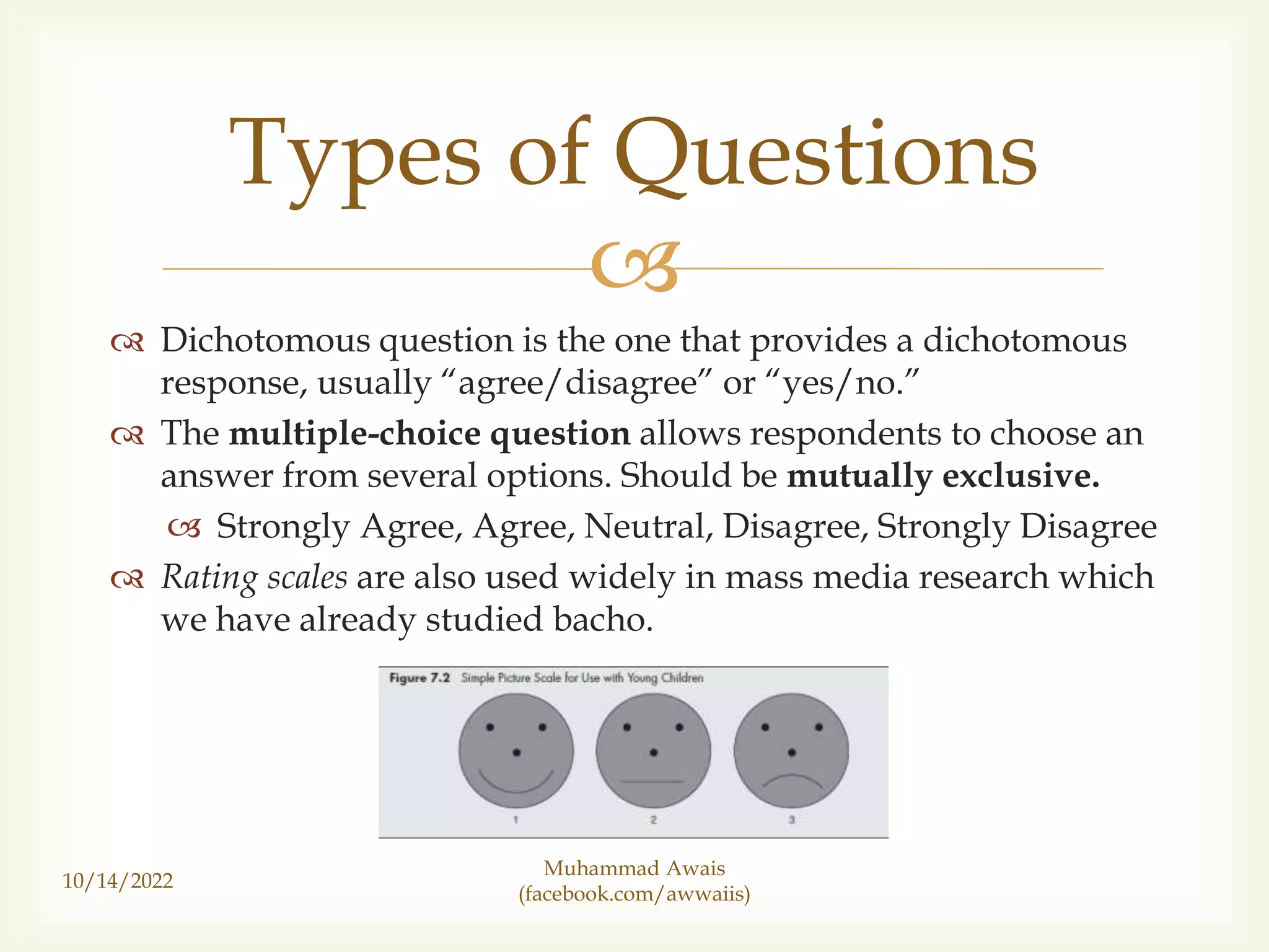 Types of Questions in Mass Media Research Survey.pptx | Educational ...