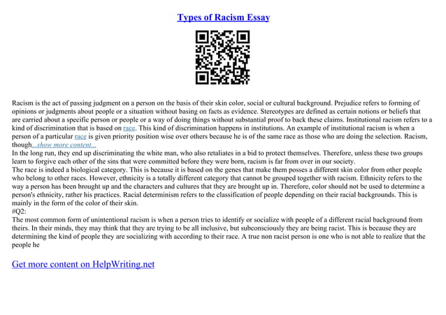 Types Of Racism Essay | PPT