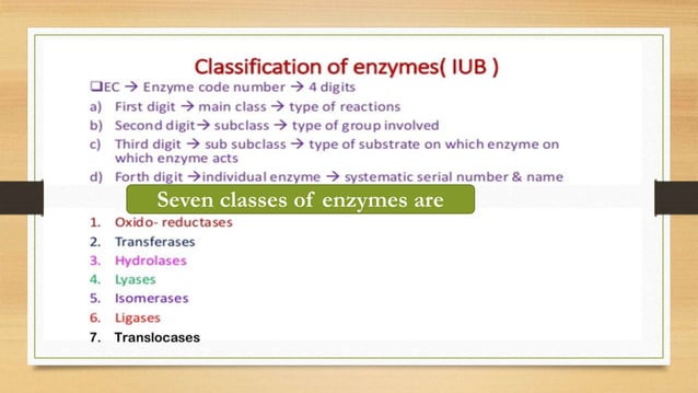 Types of reactions in biological system and enzyme classification ...