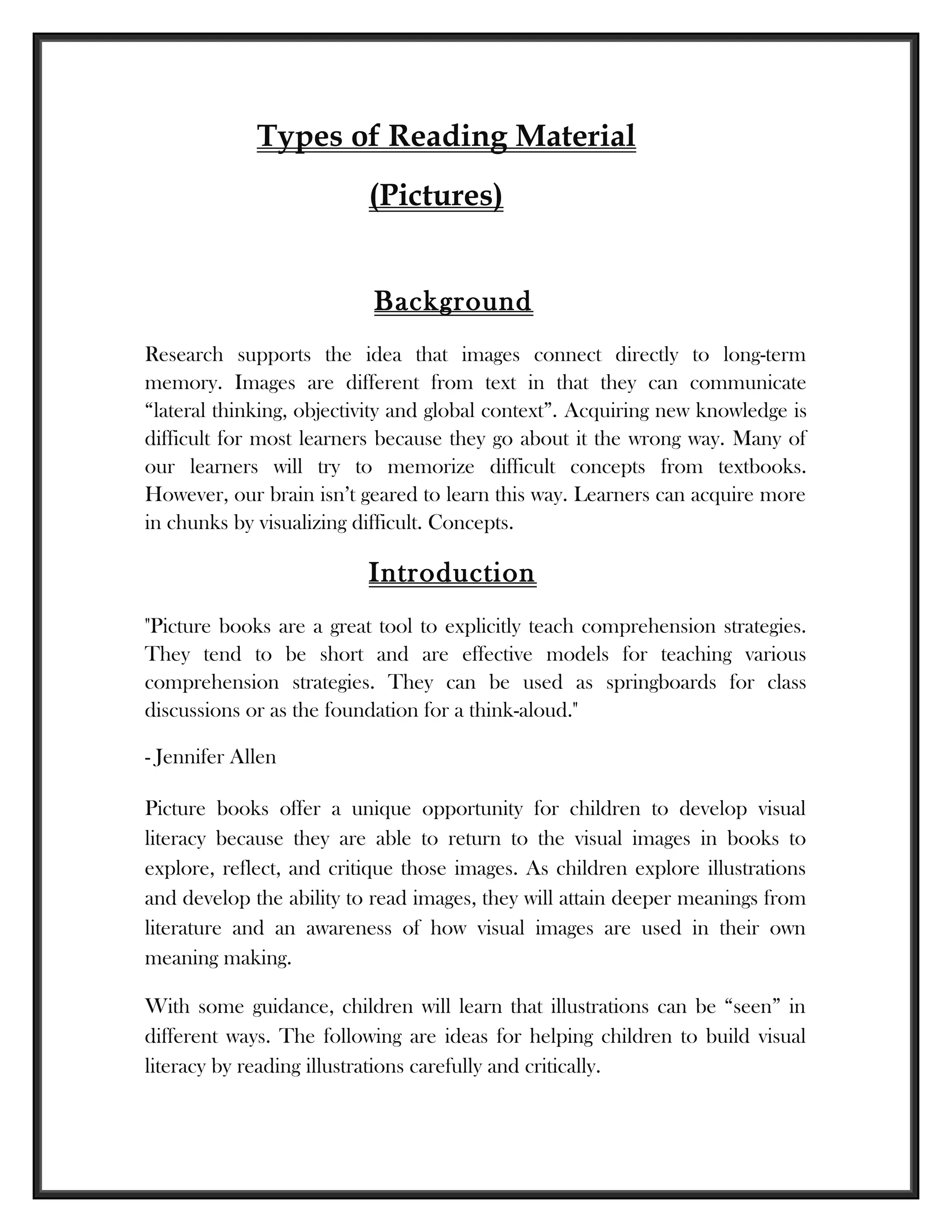 Types of reading material | DOC