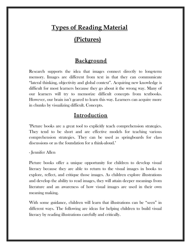 Types of reading material | DOC