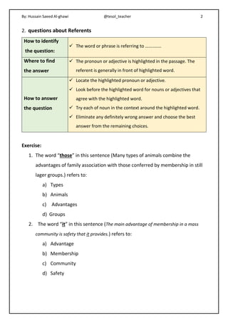 Types of reading questions | PDF