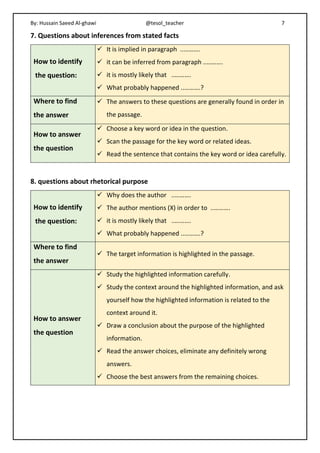 Types of reading questions | PDF