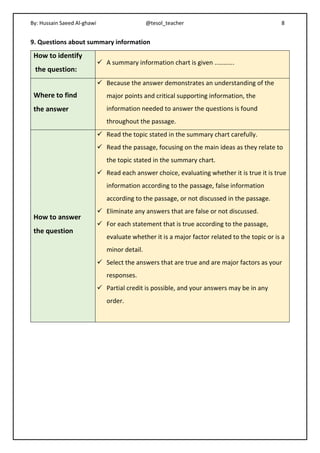 Types of reading questions | PDF