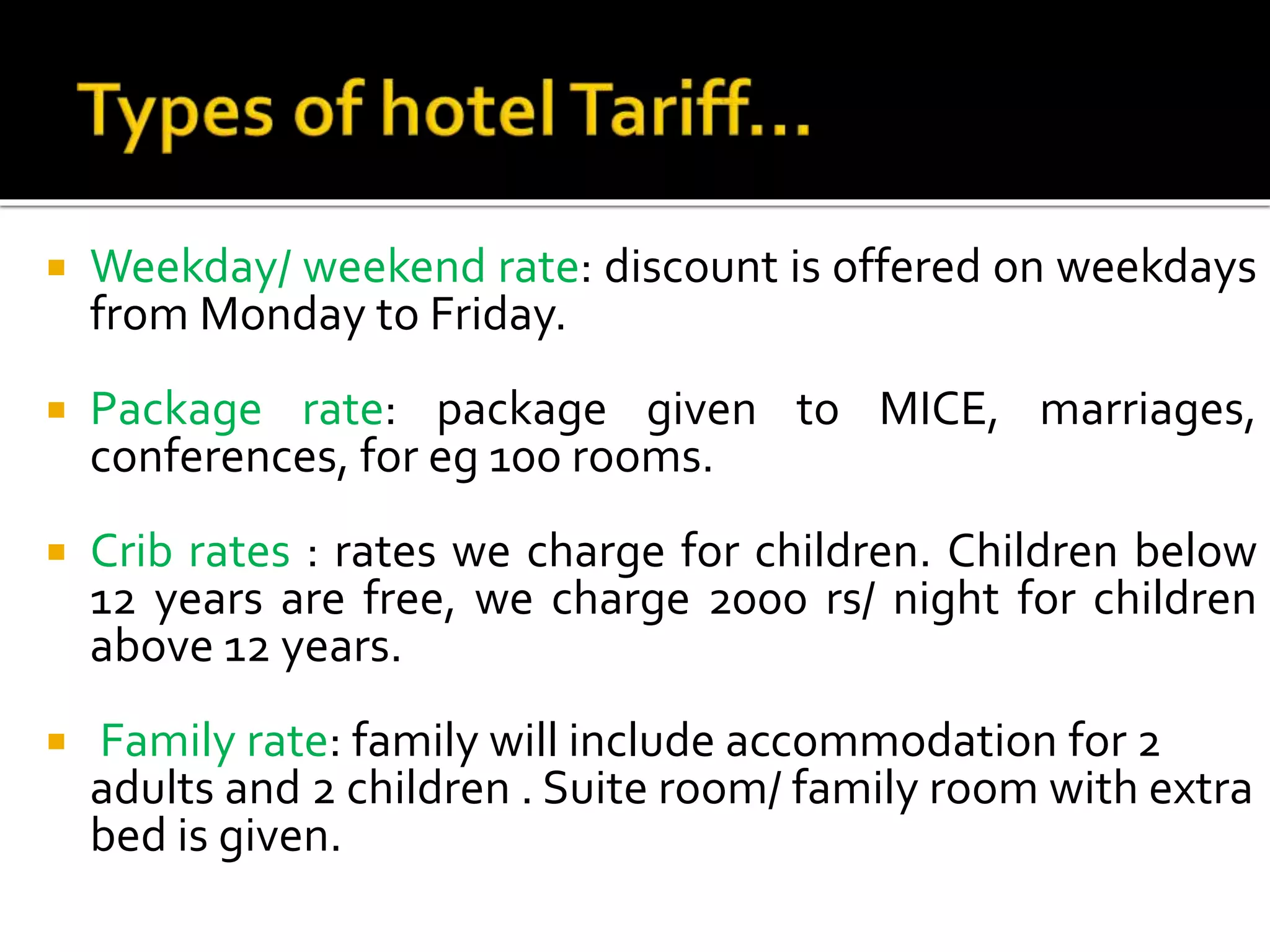 Types of Restaurant, Hotel tariff and Meal plan | PPTX