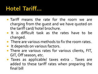 Types of Restaurant, Hotel tariff and Meal plan | PPTX