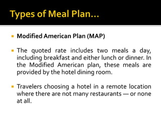 Types of Restaurant, Hotel tariff and Meal plan | PPTX