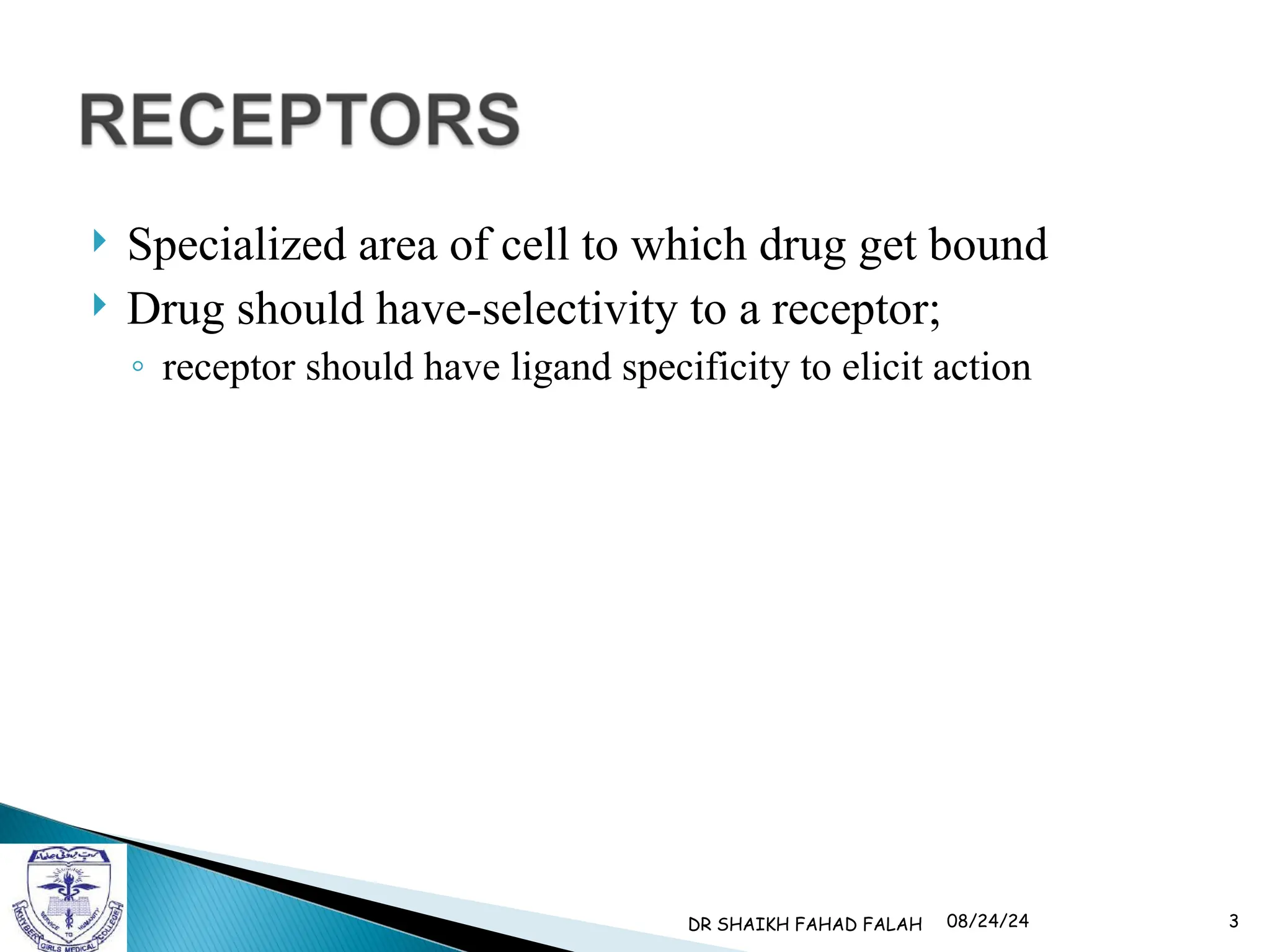 TYPES OF RECEPTORS by dr fahad KGMC peshawar | PPT