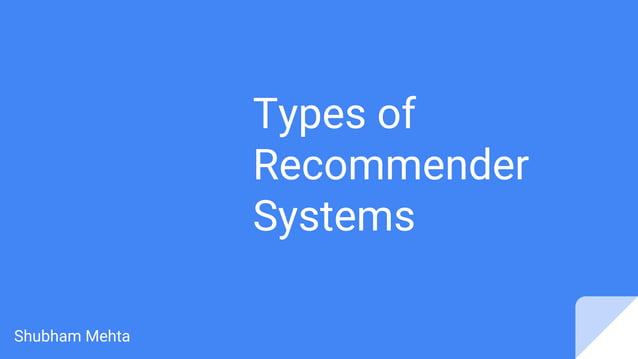 Types of recommender systems | PPT