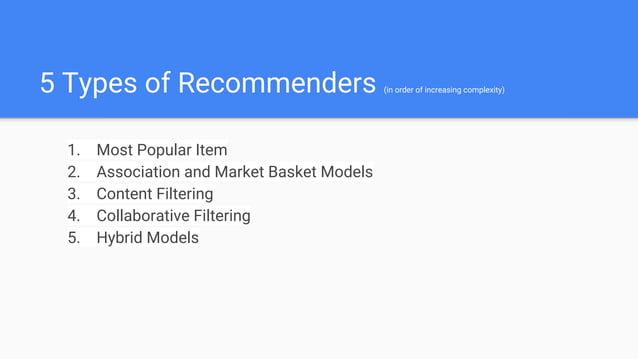 Types of recommender systems | PPT | Free Download