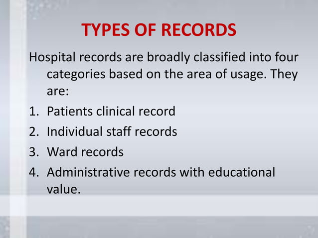 Types of records and common record keeping forms & computerized ...