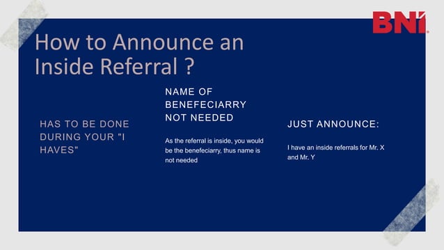 BNI Edu Slot - Types of referrals and how to announce them | PPTX