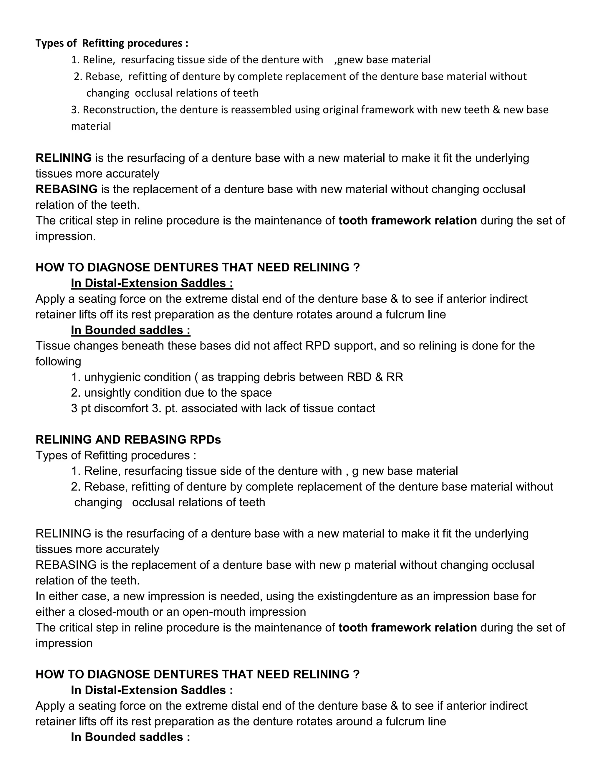 Types of refitting procedures | DOCX | Dental Health | Diseases and ...
