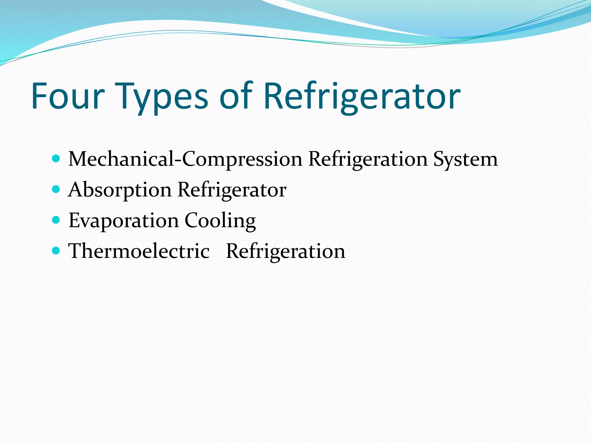 Types of Refrigerator | PDF