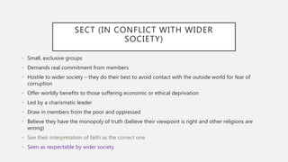 A2 Sociology Beliefs - Religious Organisations and Movements | PPTX