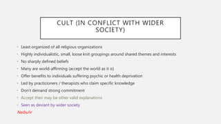 A2 Sociology Beliefs - Religious Organisations and Movements | PPTX