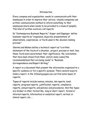 Types of reports | DOCX