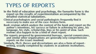 Types of Research Report Writing | PPTX
