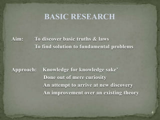 Types of research | PPTX | Science