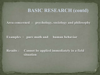 Types of research | PPTX | Science