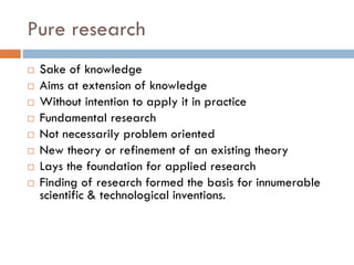 Types of research | PPTX