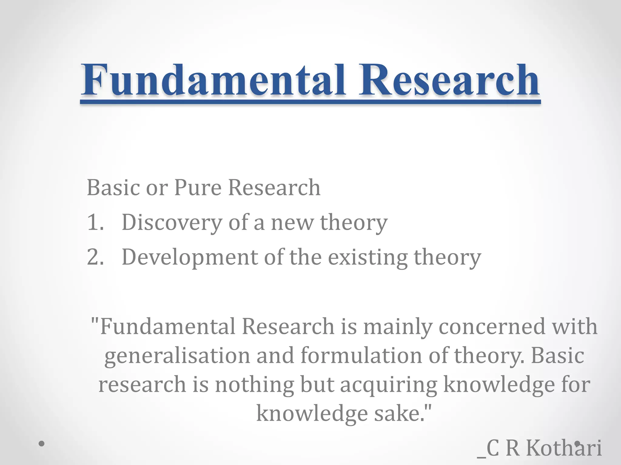 Types of research | PPTX