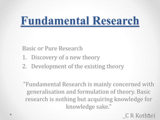 Types of research | PPTX