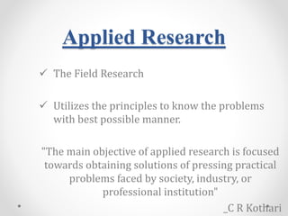 Types of research | PPTX