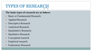 Types of Research in Business | PPT