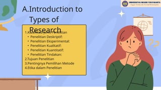 Types of Research. Tipe-tipe dan jenis penelitian | PPTX