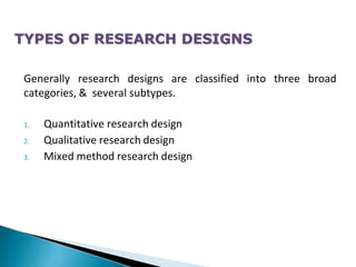 Types of research designs | PPTX