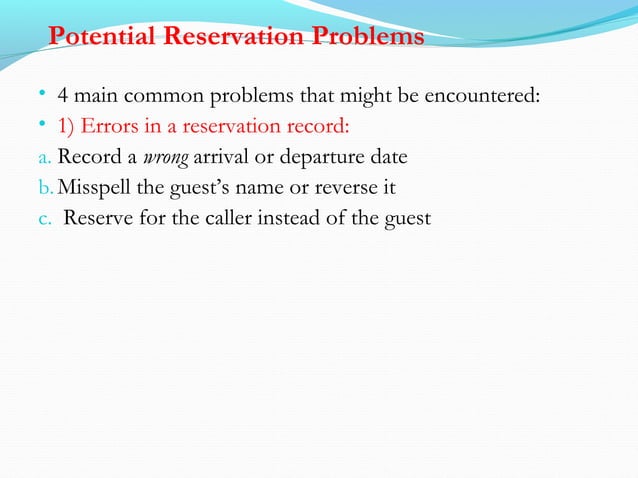 Types of reservation | PPT | Hotel Properties | Real Estate