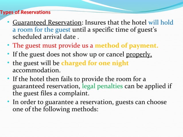 Types of reservation | PPT | Hotel Properties | Real Estate