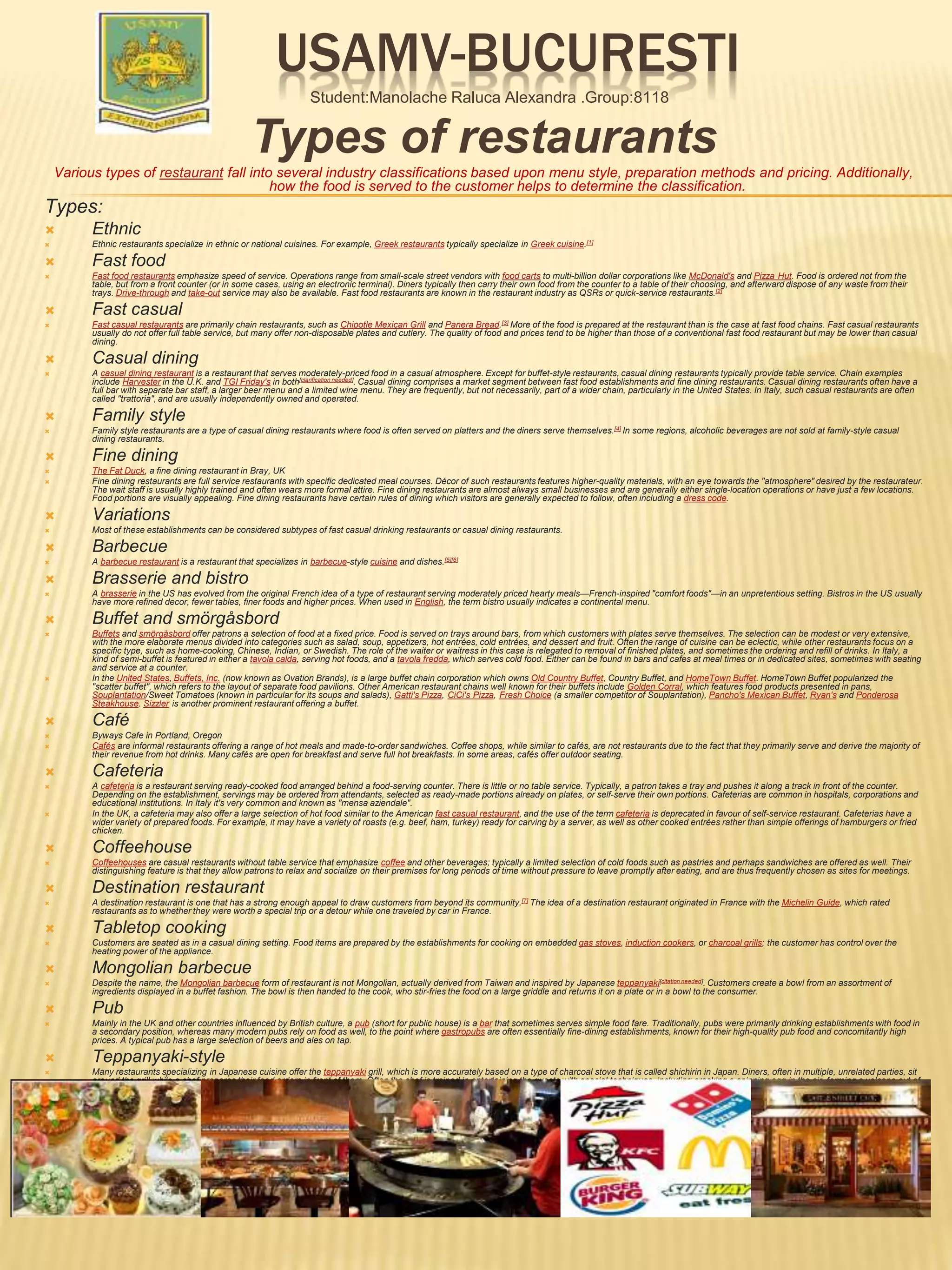 Types of restaurants | PPTX