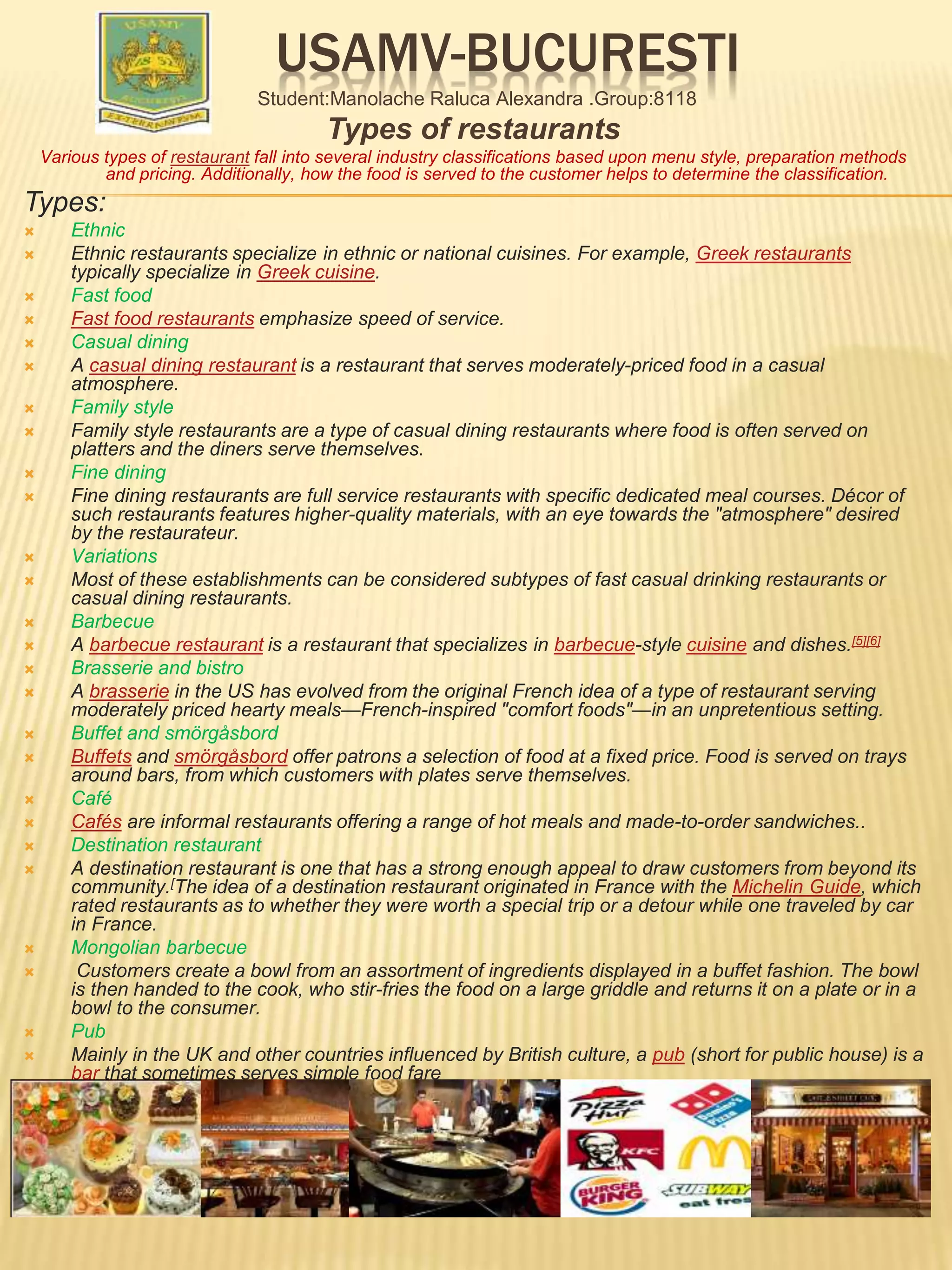 Types of restaurants | PDF