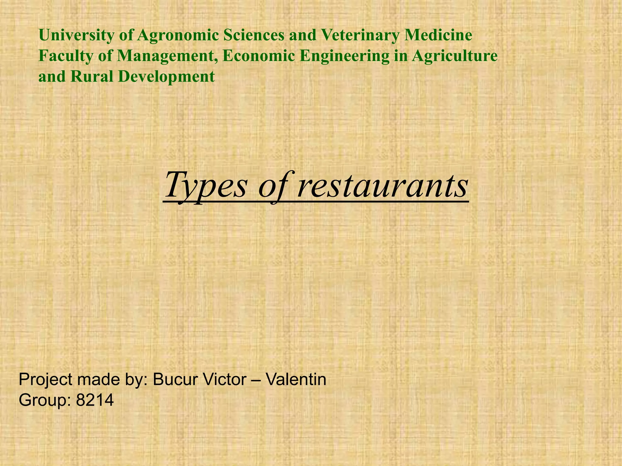 Types of restaurants | PPTX