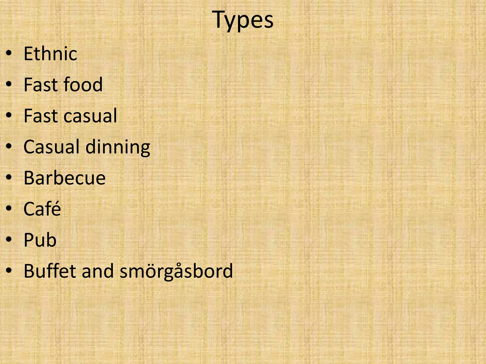 Types of restaurants. | PPT