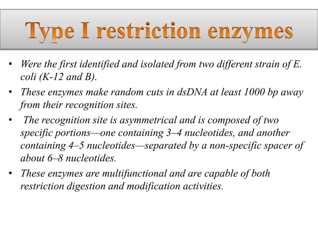 Types of restriction enzymes | PPTX | Chemistry | Science