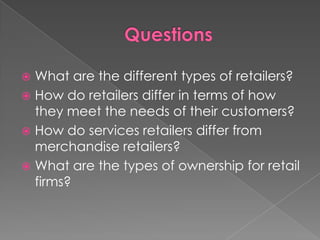 Types of retailers | PPTX | Retail Industry | Industries